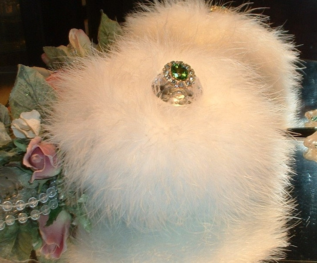 Powder Puff ~ Body Dusting Powder Puff ~ White Puff With White Marabou ...