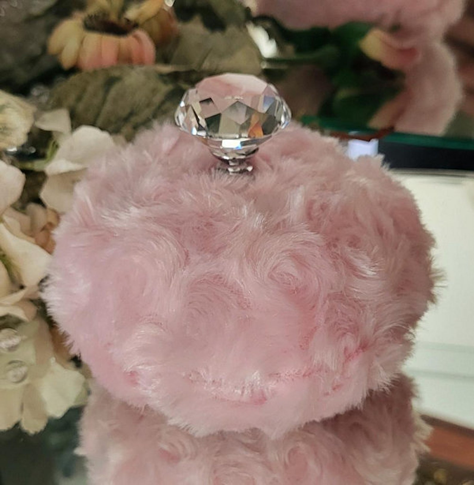 Dusty Baby Pink Body Dusting Powder Puff ~ Crystal Handle - Etsy