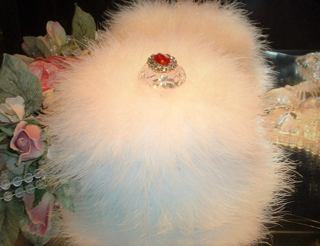 Powder Puff ~ Body Dusting Powder Puff ~ White Puff With White Marabou ...