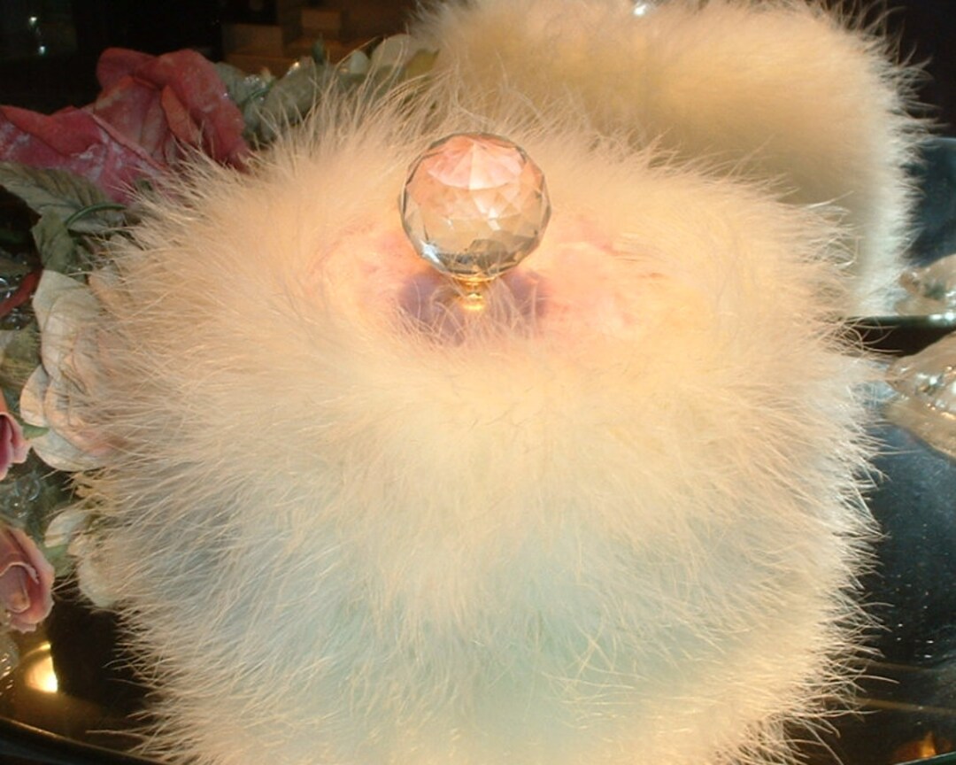 Powder Puff ~ Body Dusting Powder Puff ~ Pink Faux Fur Puff Trimmed in ...