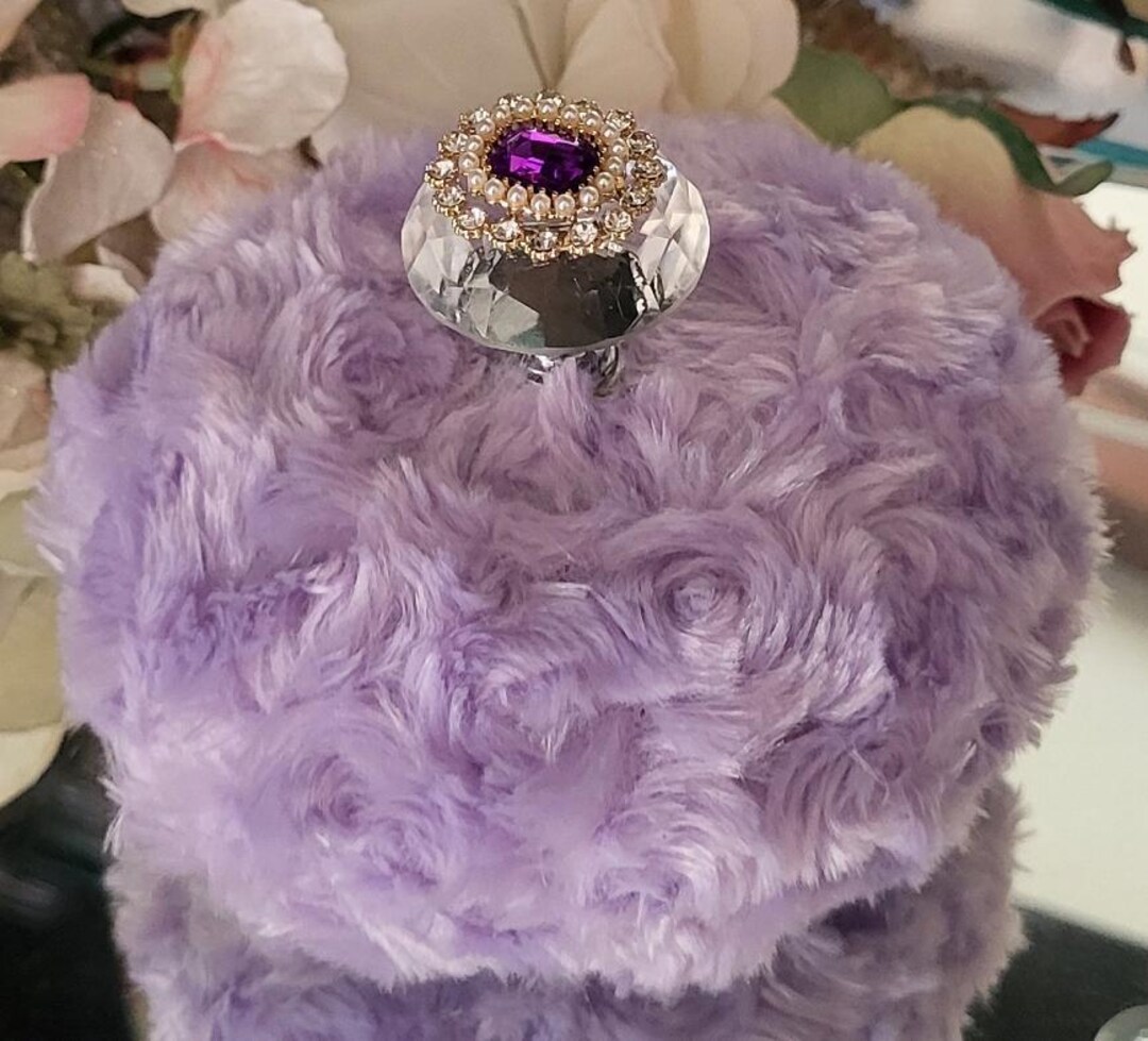 Lavender Lilac Purple Body Dusting Powder Puff ~ Crystal Handle - Etsy