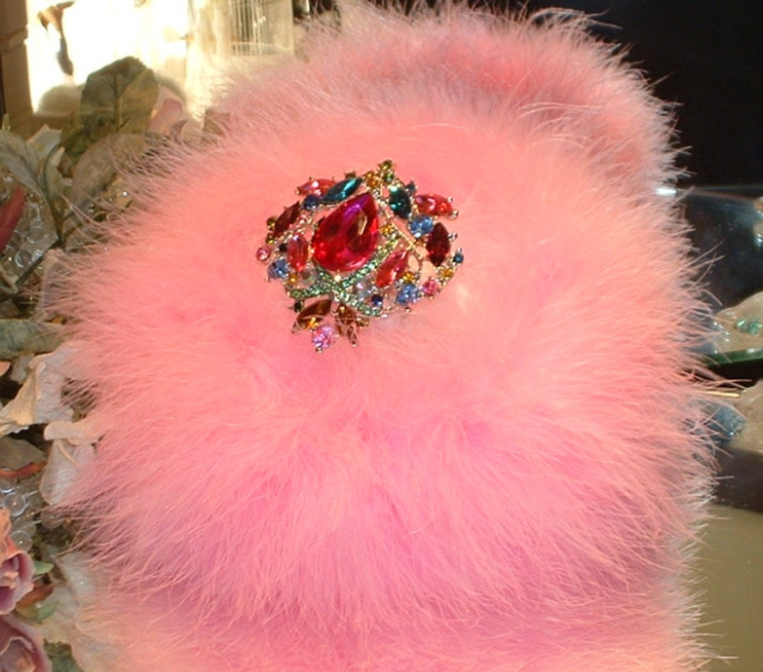 Powder Puff ~ Body Dusting Powder Puff ~ White Fur Puff Hot Pink ...