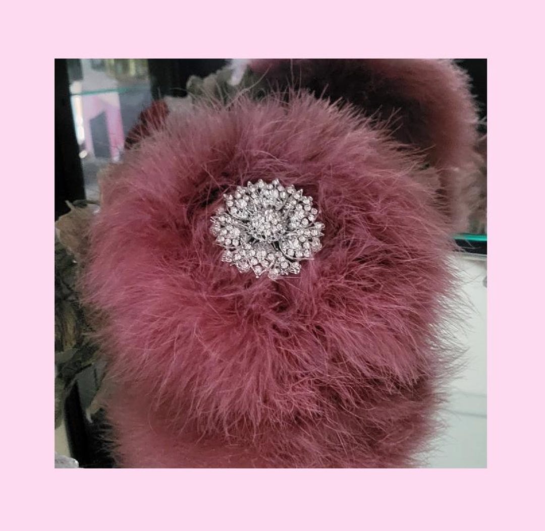 Dusting Body Duster Powder Puff ~ Cream Faux Fur Puff Dusty Wine Plum ...