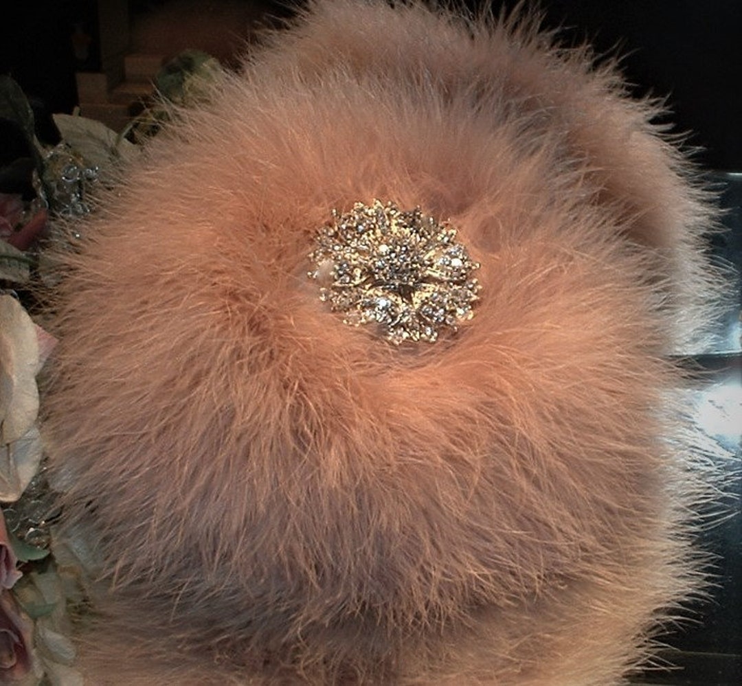 Powder Puff ~ Body Dusting Powder Puff ~ Ivory Fur Puff With Dusty ...