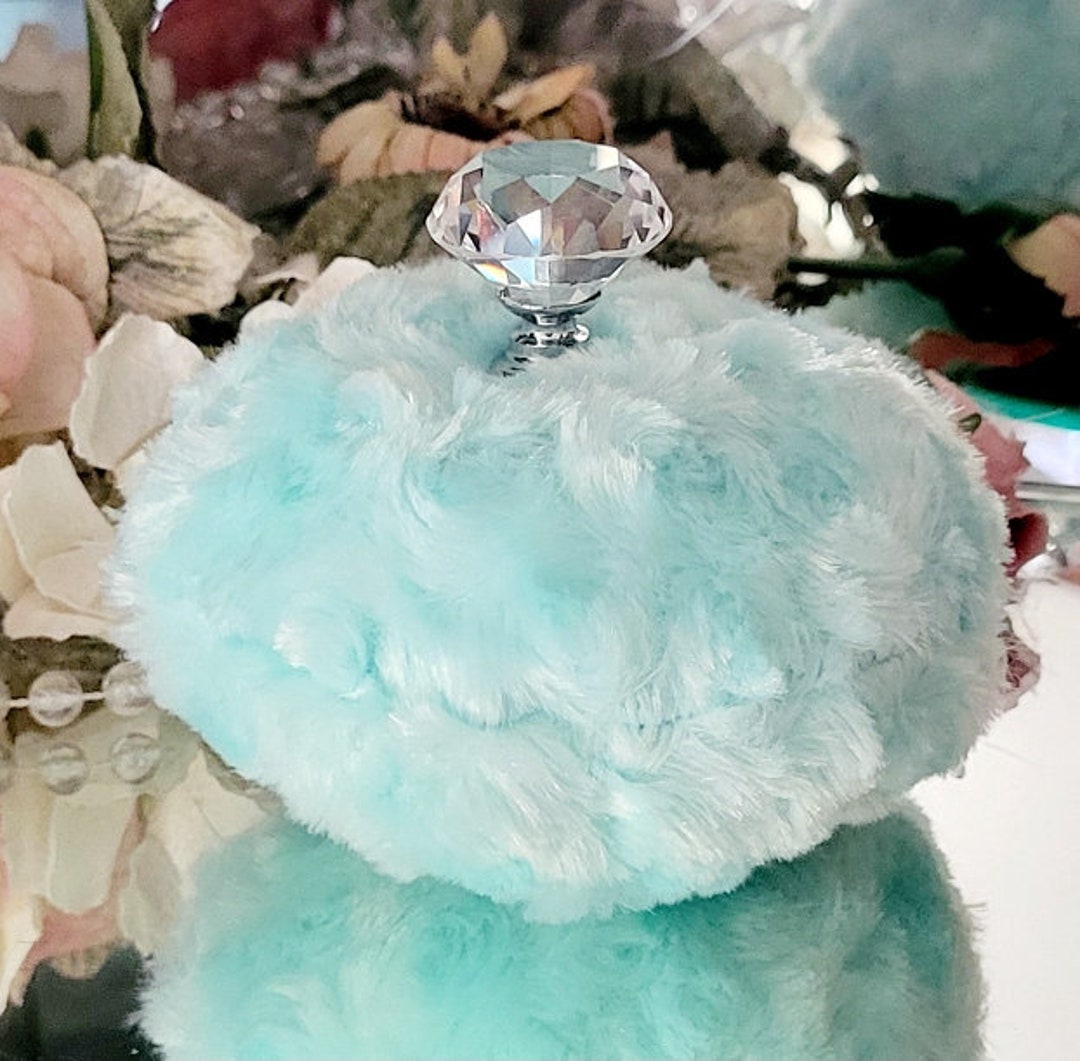 Seafoam Mint Body Dusting Powder Puff ~ Crystal Handle - Etsy