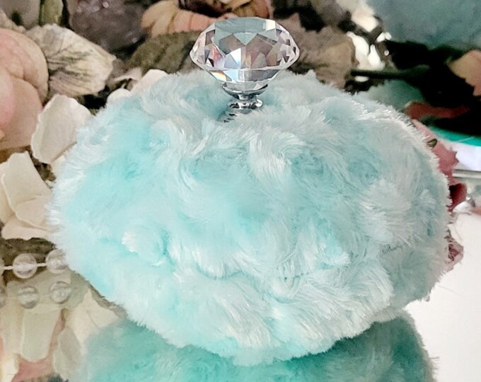 Seafoam Mint Body Dusting Powder Puff ~ Crystal Handle - Etsy