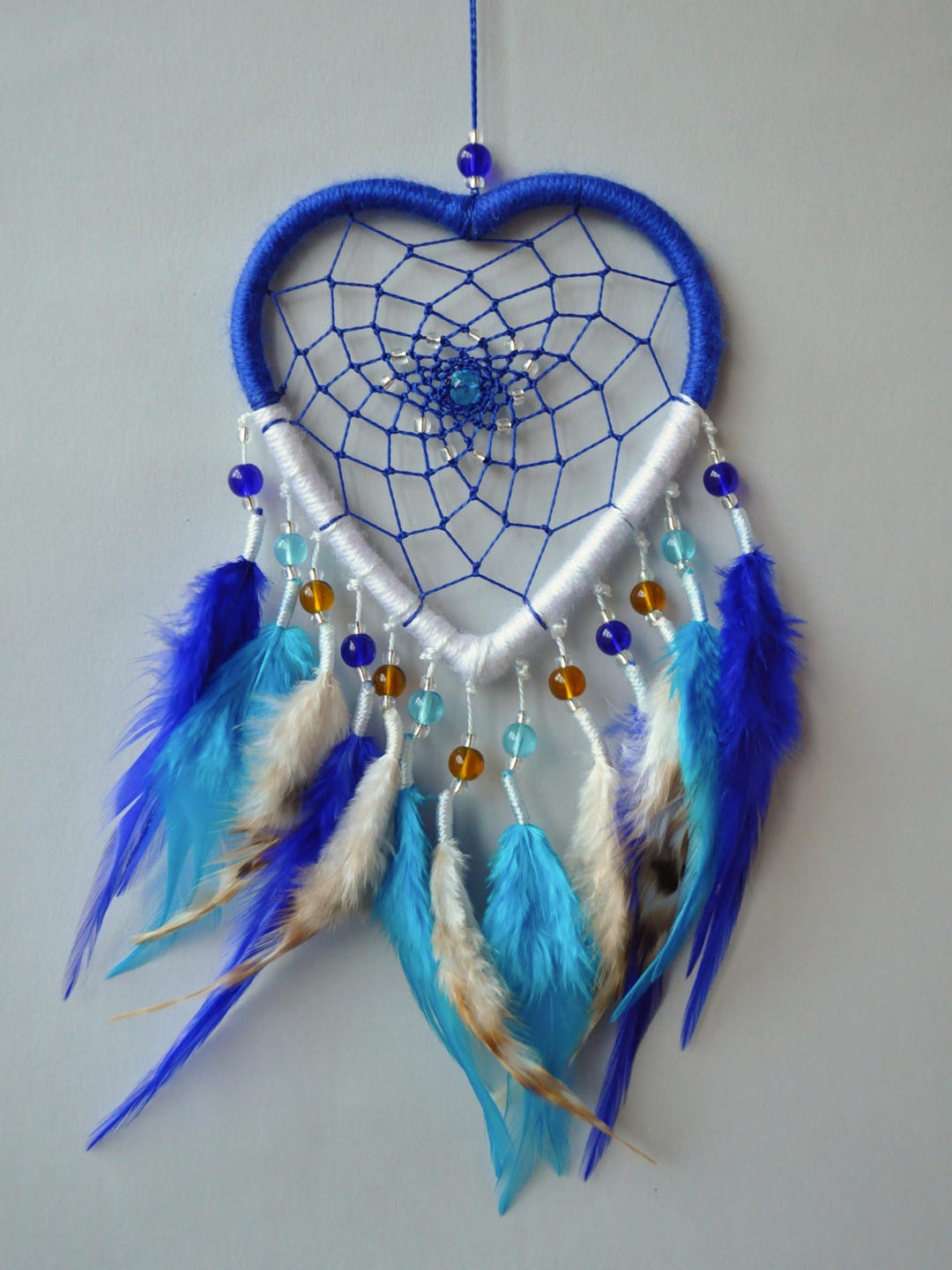 Blue Heart Dream Catcher - Small Dreamcatcher - Car Rear View Mirror ...