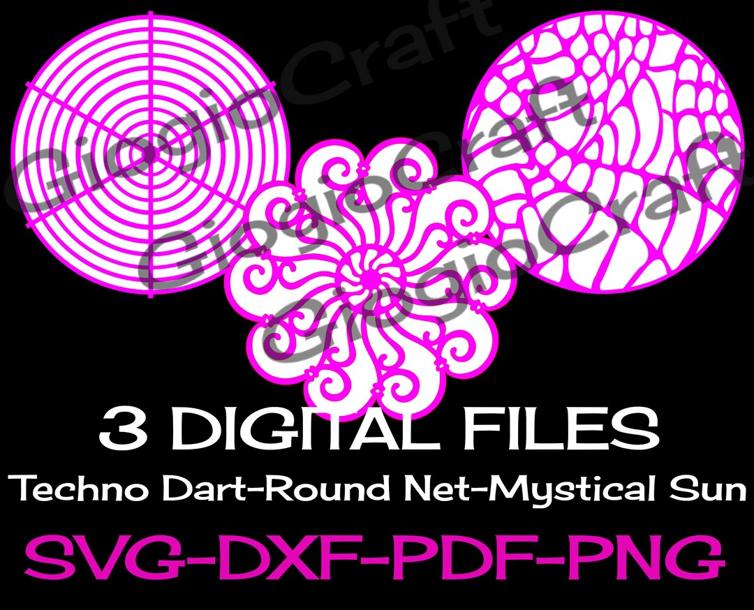 3 SVG DXF PNG Vector Files, for Cameo, Cricut, Laser Cut 'techno Dart ...