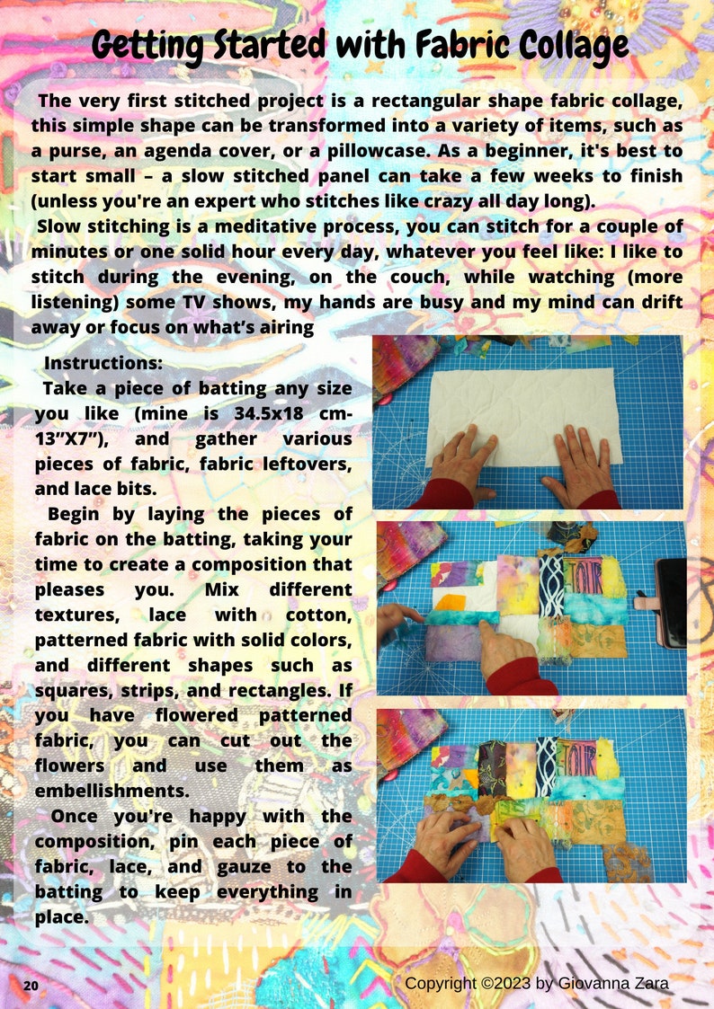 E-book Video Tutorial "happy Slow Stitching" PDF Upcycling Fabric ...