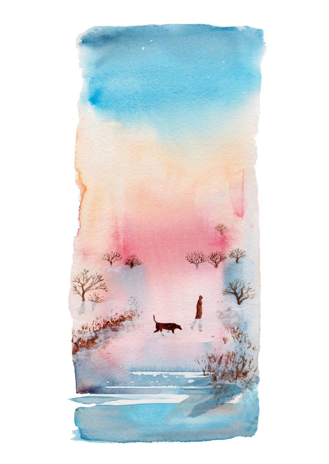A Dog in the Fog (watercolour Painting A4 or A3) - Etsy