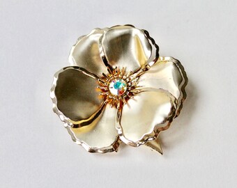 Satin flower brooch | Etsy