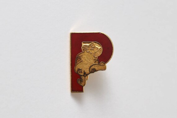 Vintage Disney Winnie the Pooh enamel red letter P pi… - Gem
