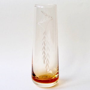 Vintage Caithness Vase. Scottish Caithness Amber Etched Vase. Honey ...