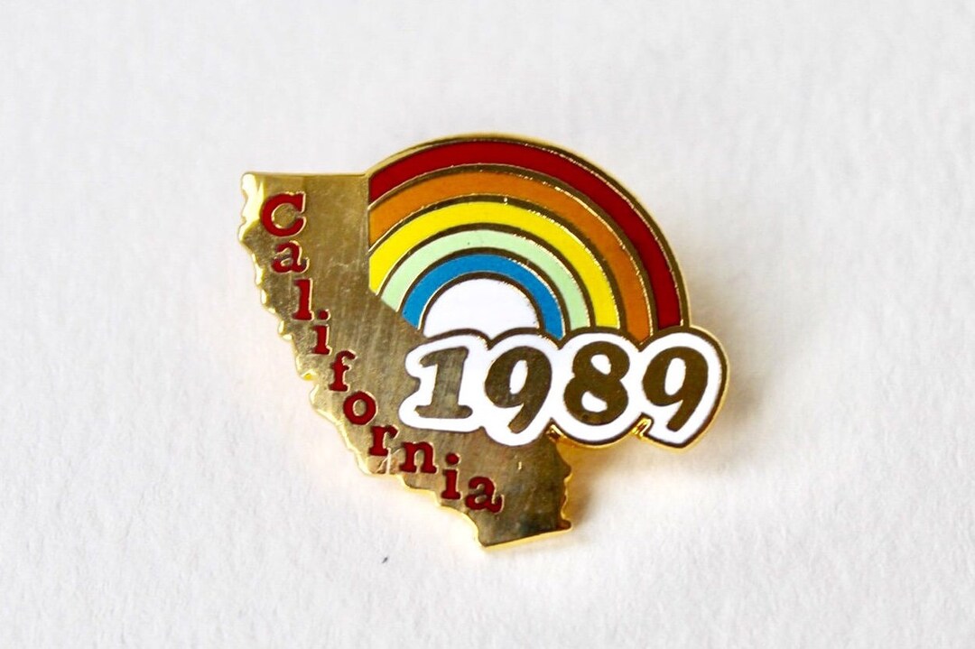 Vintage California Rainbow 1989 Brooch. Gold California Badge. - Etsy