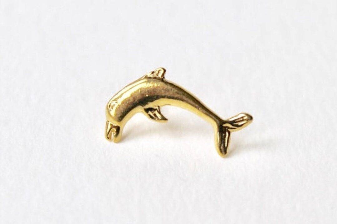 Vintage Gold Dolphin Pin. Small Gold Tone Dolphin Lapel Pin. Aquatic ...