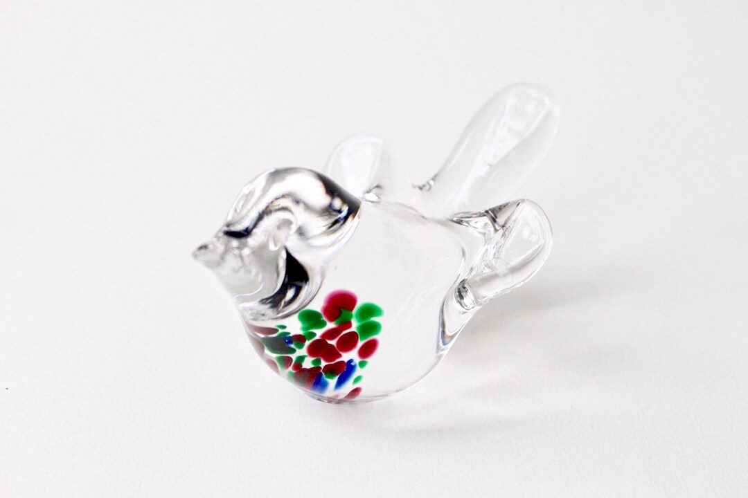 Vintage Burgh Hall Glass Robin Paperweight With Red, Green and Blue ...