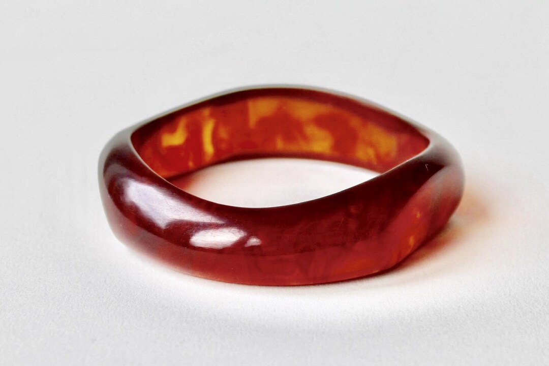 Vintage Tortoiseshell Asymmetric Bangle. Honey Coloured Amber Faux ...