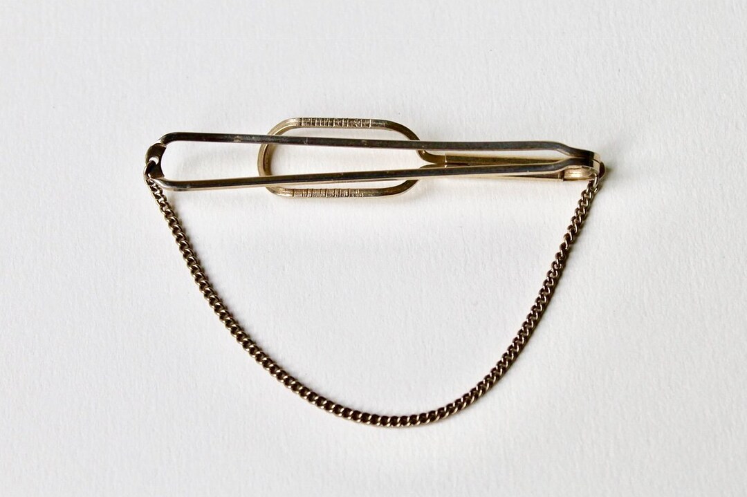 Vintage Stratton Gold Tone Tie Slide With Curb Chain. Stratton ...