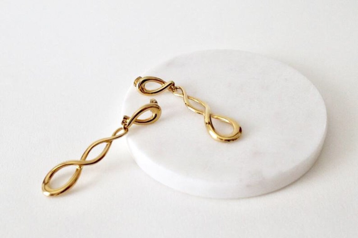 Vintage Sphinx Infinity Loop Gold Earrings. Gold Tone Dangle | Etsy