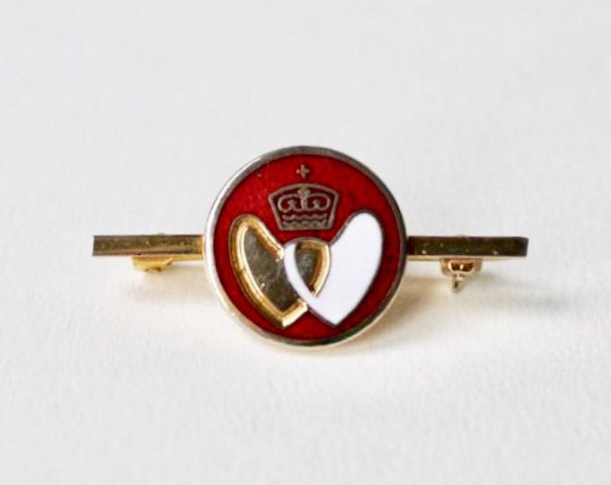 Vintage British Blood Donor Enamel Gold Two Hearts Overlapping Crown ...