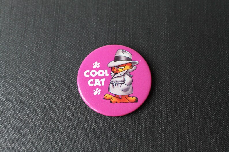 Vintage Garfield Badge. Pink Cool Cat Badge. Garfield the - Etsy Hong Kong