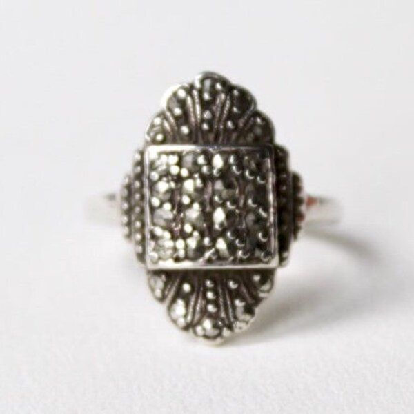 Oval Marcasite Ring - Etsy