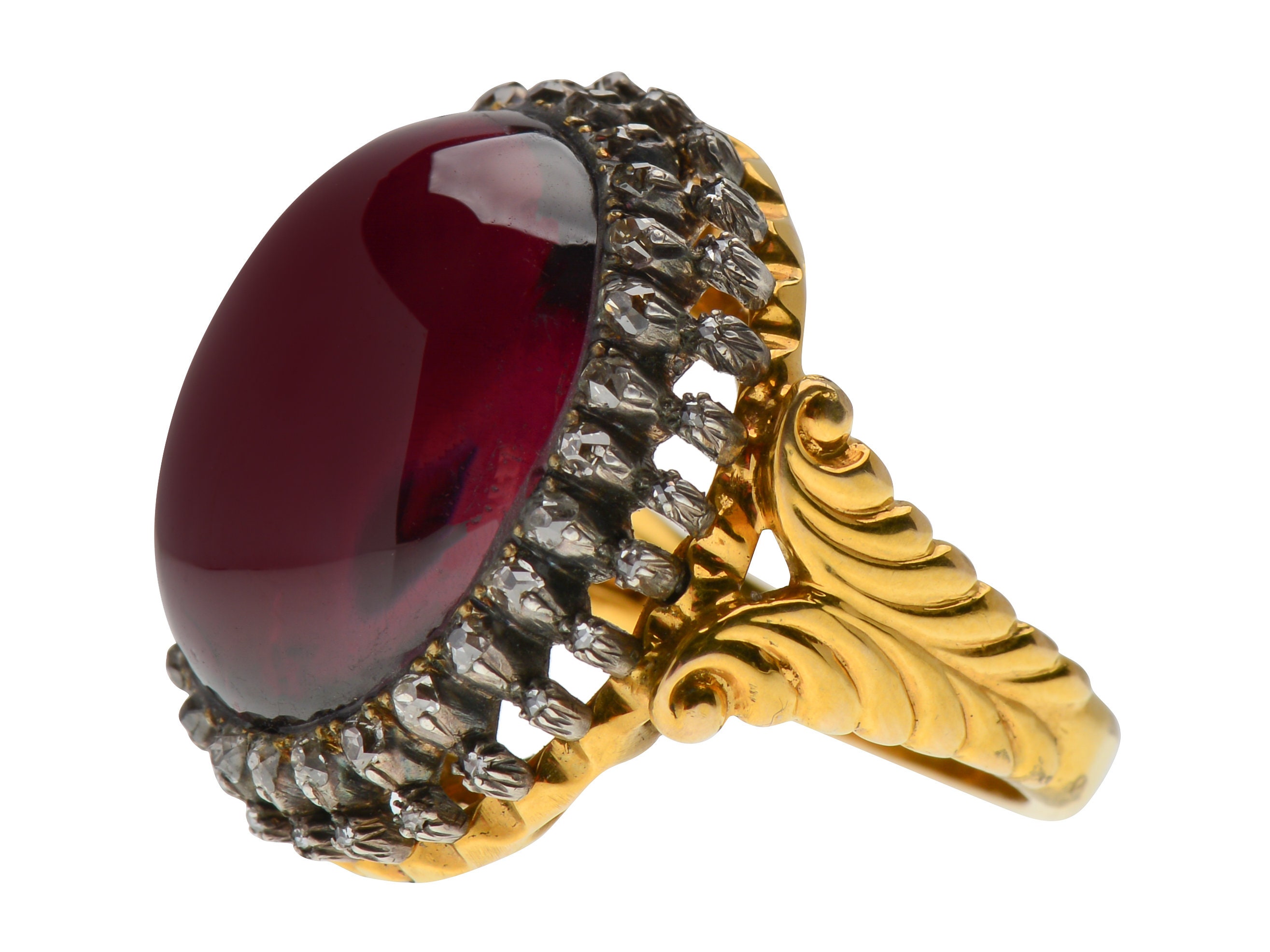 MARKED DOWN Rare Victorian 30 Carat Pyrope Cabochon Garnet Ring Old ...