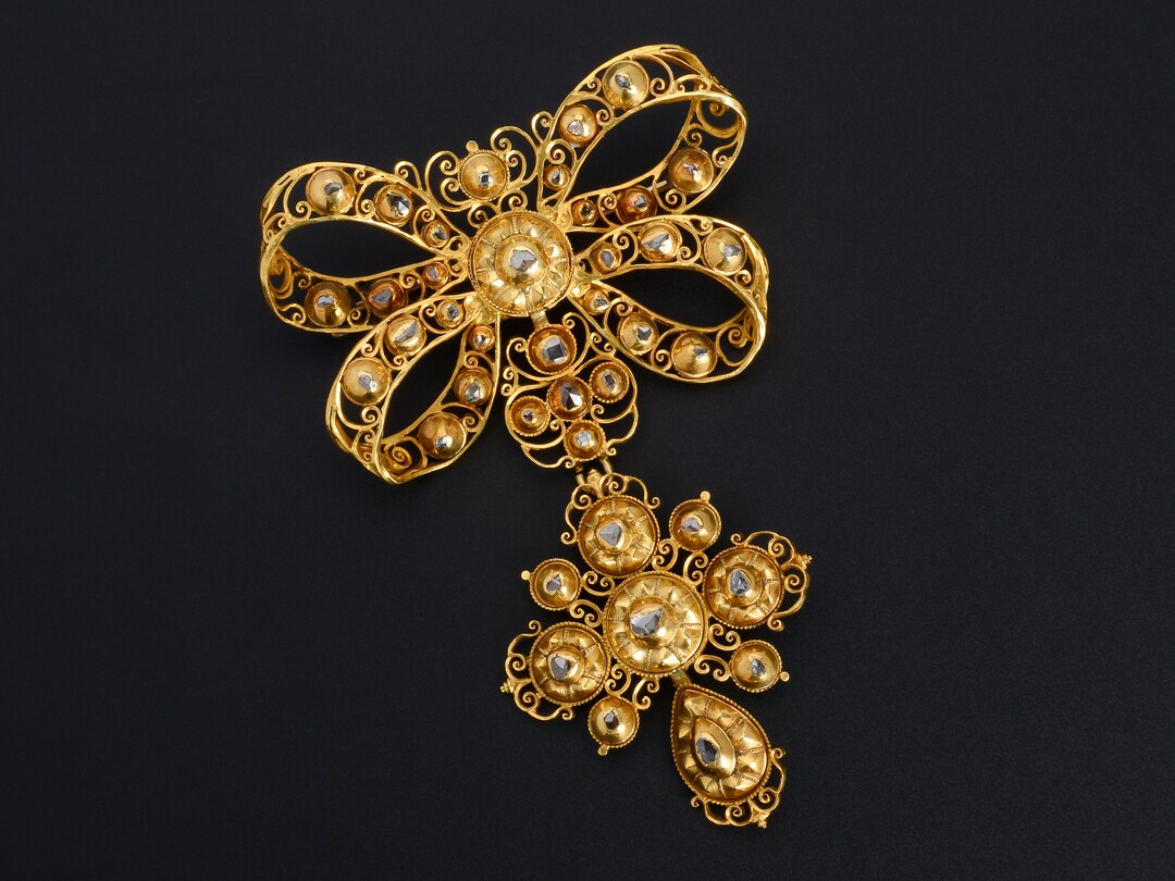 Exceptional Rare Georgian Spanish Diamond Huge Antique Pendant Brooch ...