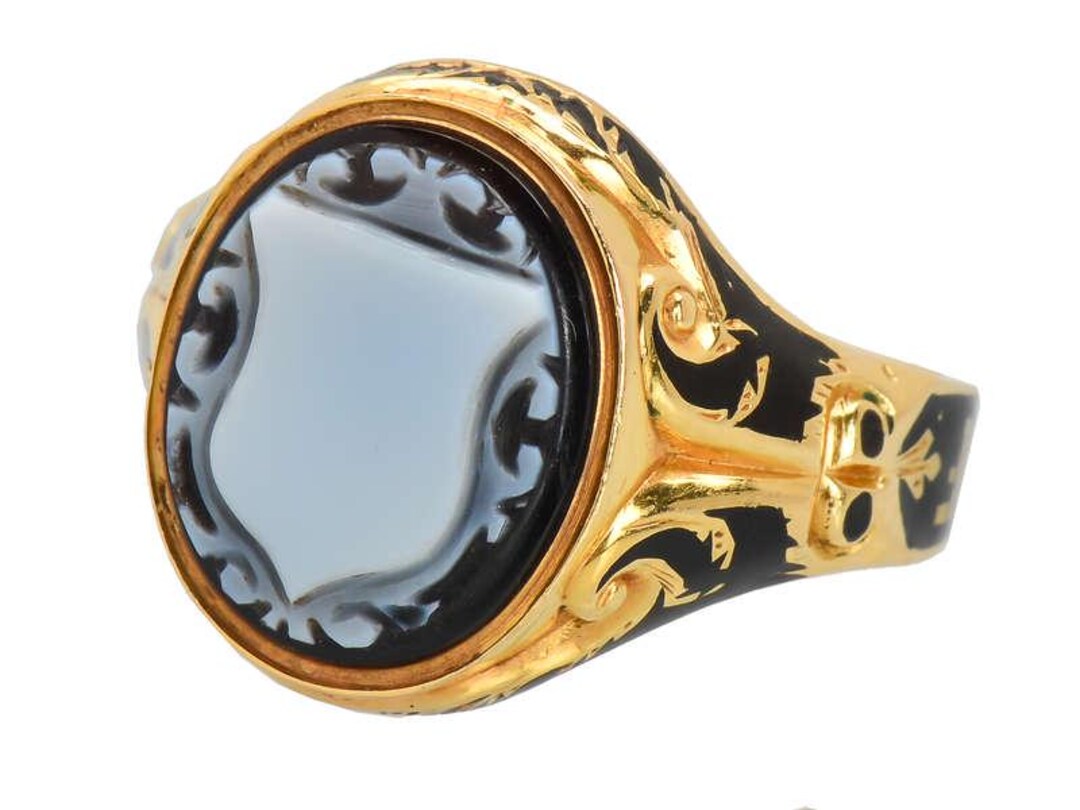 In Memory - Victorian Enamel Crest Ring of 1859 - Etsy