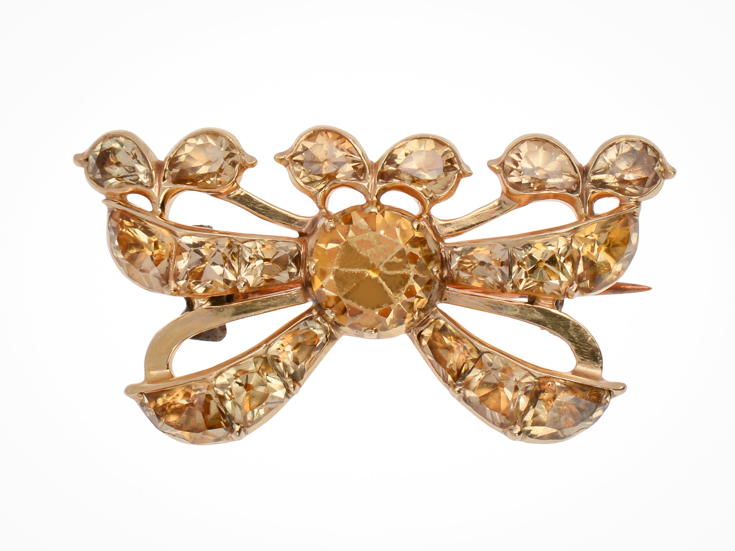 18th C. Georgian Imperial Peach Topaz Bow Brooch 18k C. 1770 Iberian ...