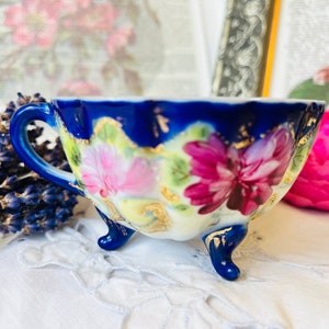 Set of 3 Small Antique Cobalt Blue Teacups, Unmarked Porcelain With ...