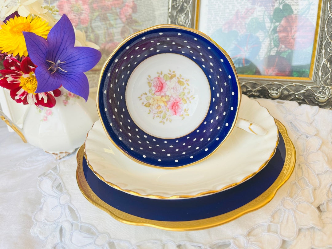 Mismatched Tea Set - Royal Albert Blue Teacup, Val Dor Saucer, Coalport ...