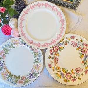 Pink Floral Mixed Set of 3 Dinner Plates, Aynsley, Paragon and ...