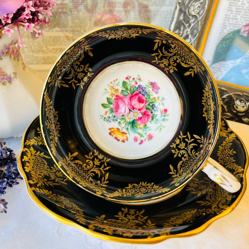 Black and Gold Tea Set - Etsy