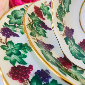 Paragon Niagara Teacup, Saucer, and Plate With Red and Purple Grapes ...