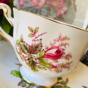 Pink Roses Teacup and Saucer by Royal Chelsea Moss Rose - Etsy