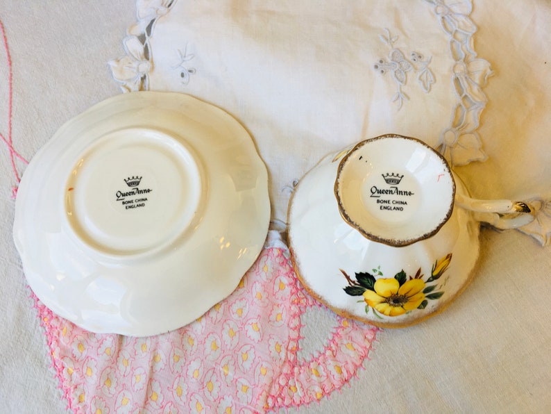 Queen Anne Avon Shaped Yellow Roses Teacup and Saucer Heavy - Etsy