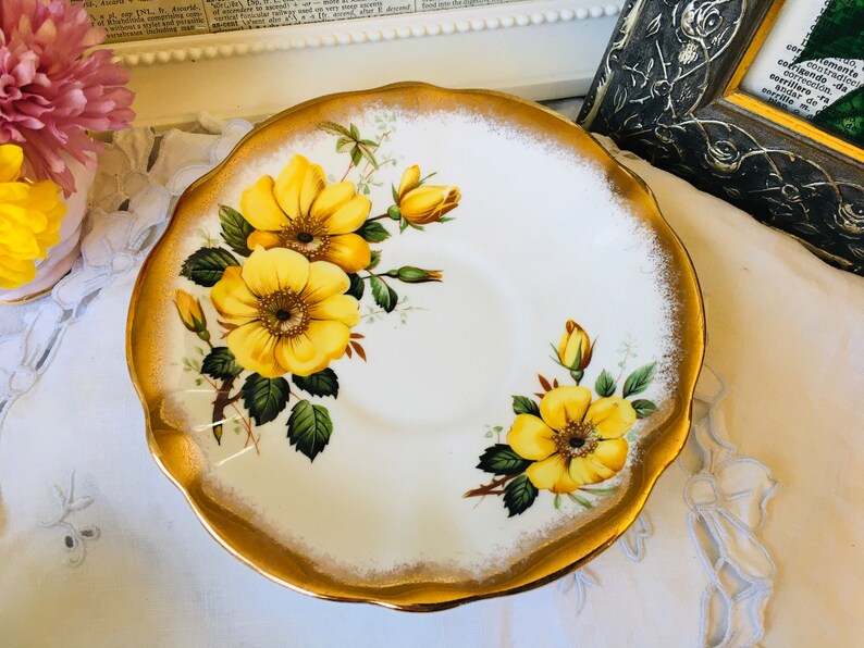 Queen Anne Avon Shaped Yellow Roses Teacup and Saucer Heavy - Etsy