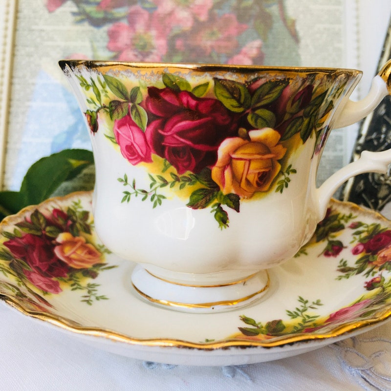 Red Rose Tea Cup - Etsy