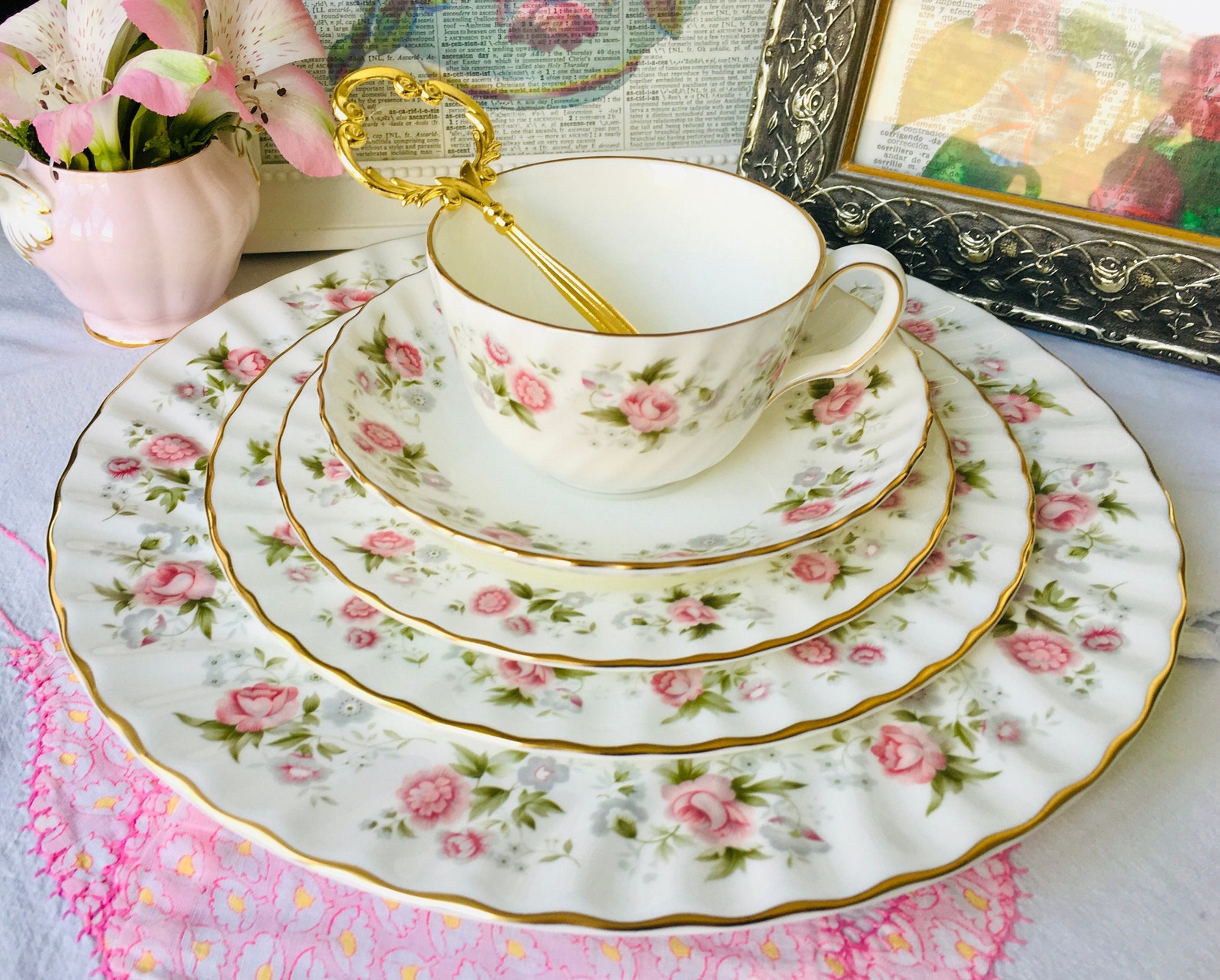 High Tea With Minton Spring Bouquet Pink Floral 3 Tier Cake | Etsy