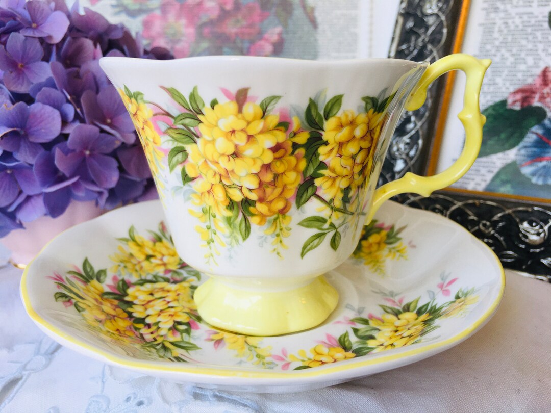 Royal Albert Tea Cup and Saucer, Blossom Time Laburnum Yellow, Floral ...