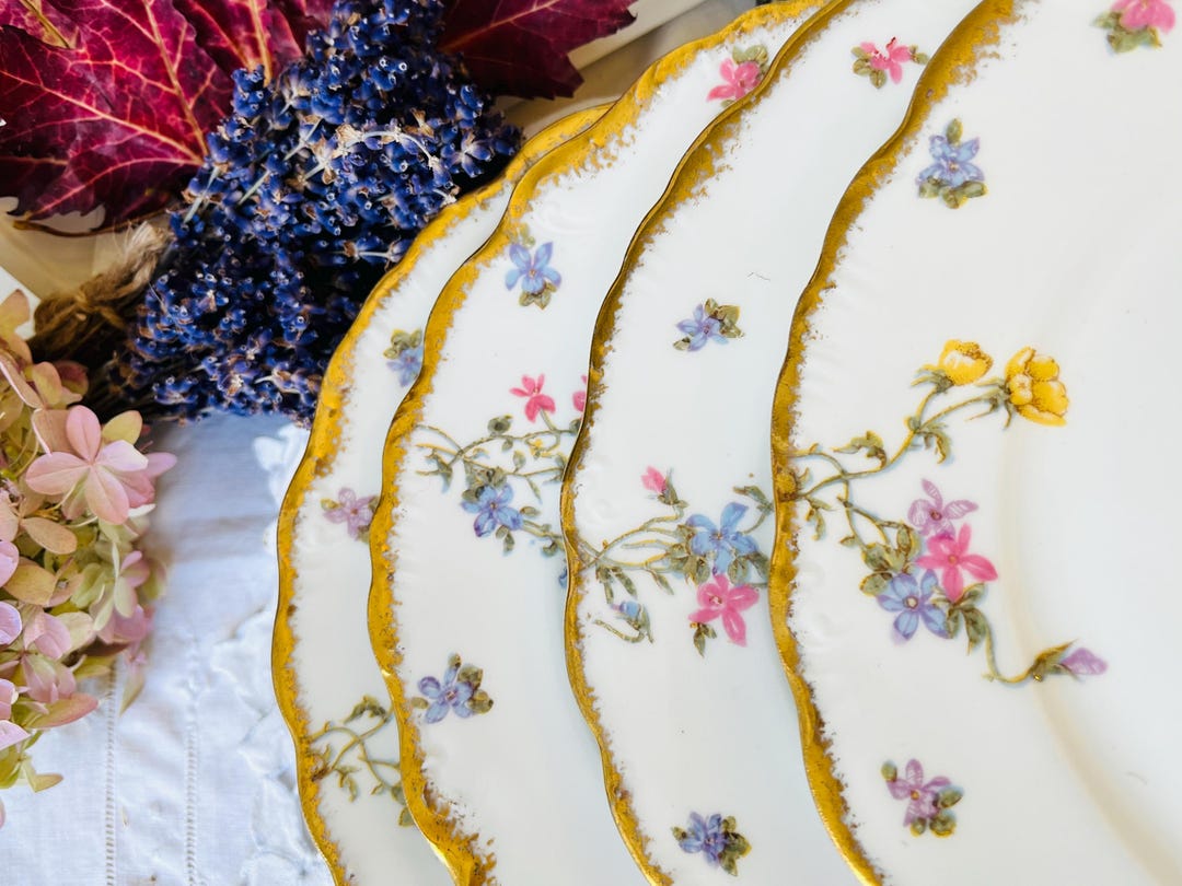 French Limoges Desser Plates in Pink and Purple Violets, Elite Works ...