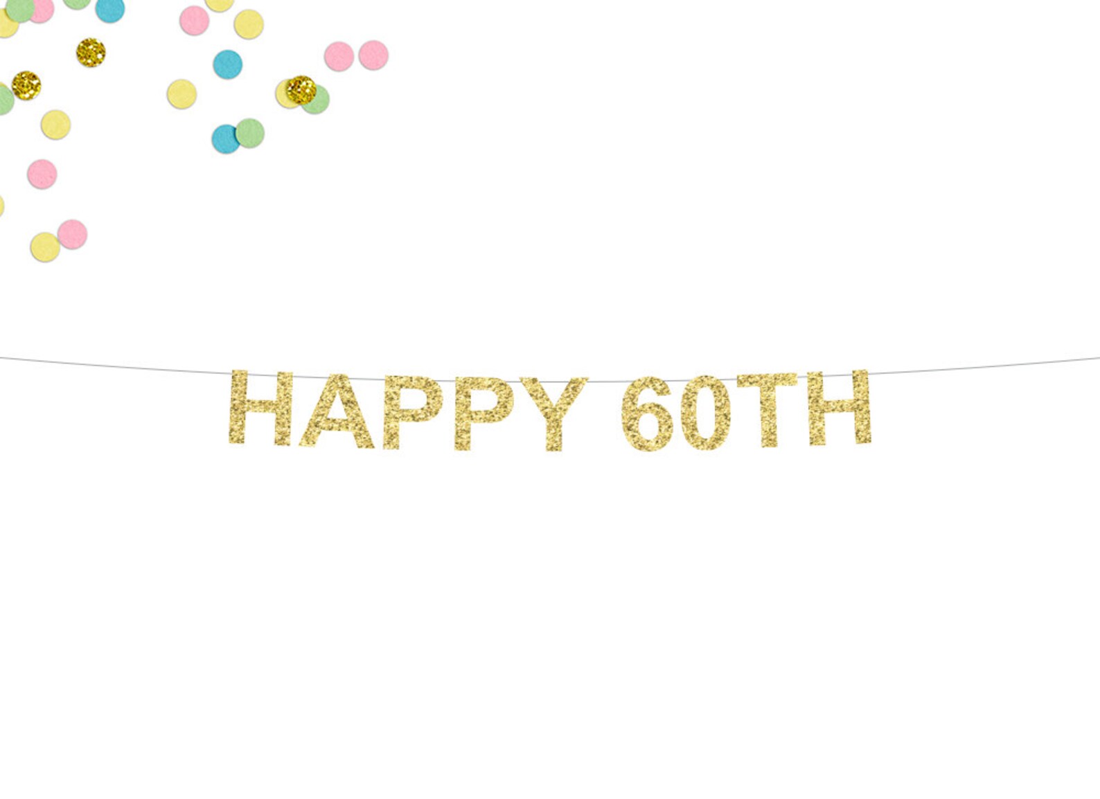 Happy 60th Glitter Banner 60th Birthday Banner Sixtieth | Etsy