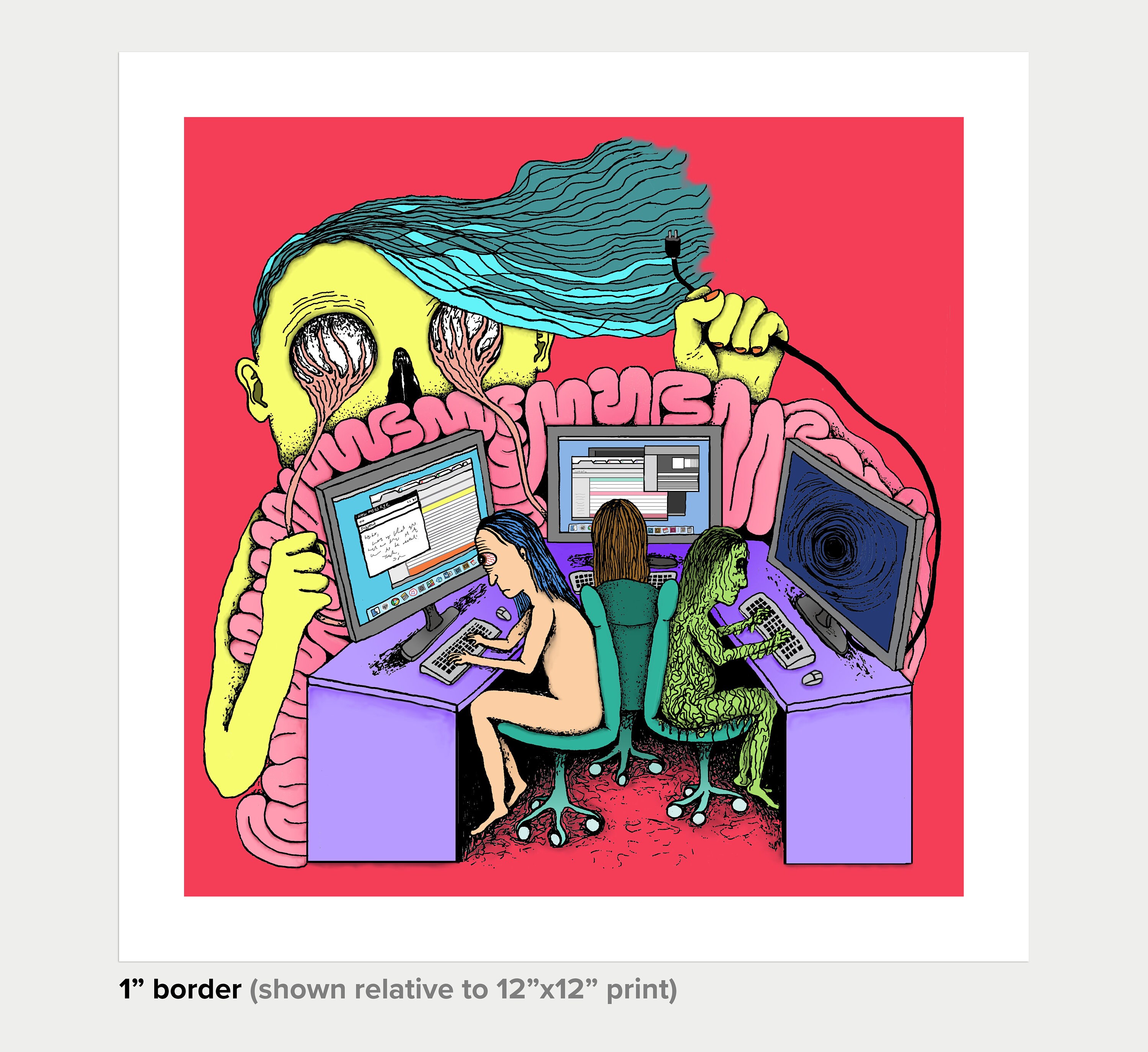 The Grind Fine Art Print, Surreal Illustration, Home Office Decor ...