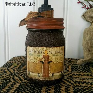 Grubby Hand Soap Dispenser she Seeks Wool and Flax Folk Art, Rusty Soap ...
