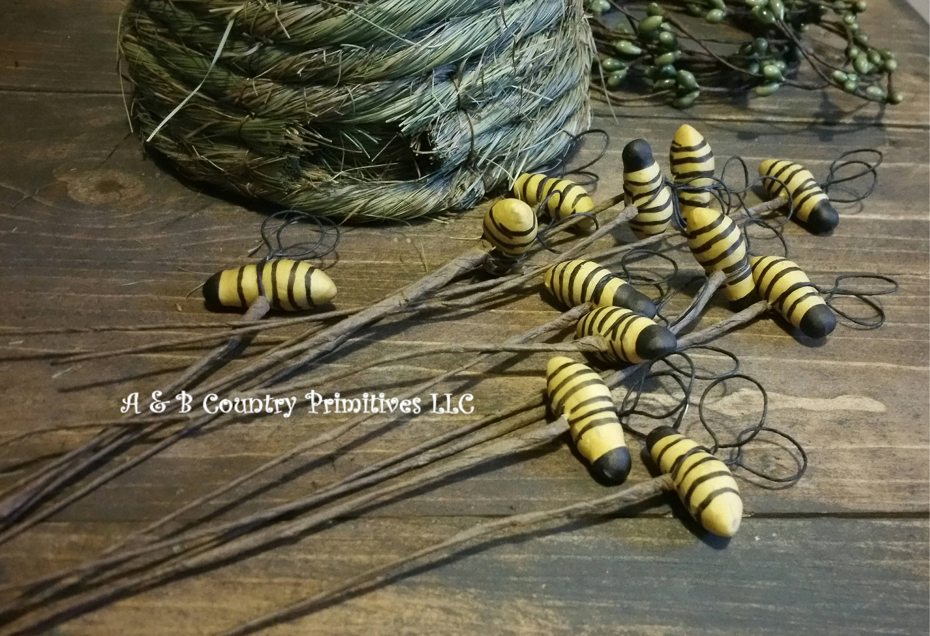 Set of 6 Primitive Decorative Bee Picks 9 Inches Country - Etsy