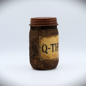 Grungy Q-tips Jar: Primitive Country Farmhouse Bathroom Storage - Etsy