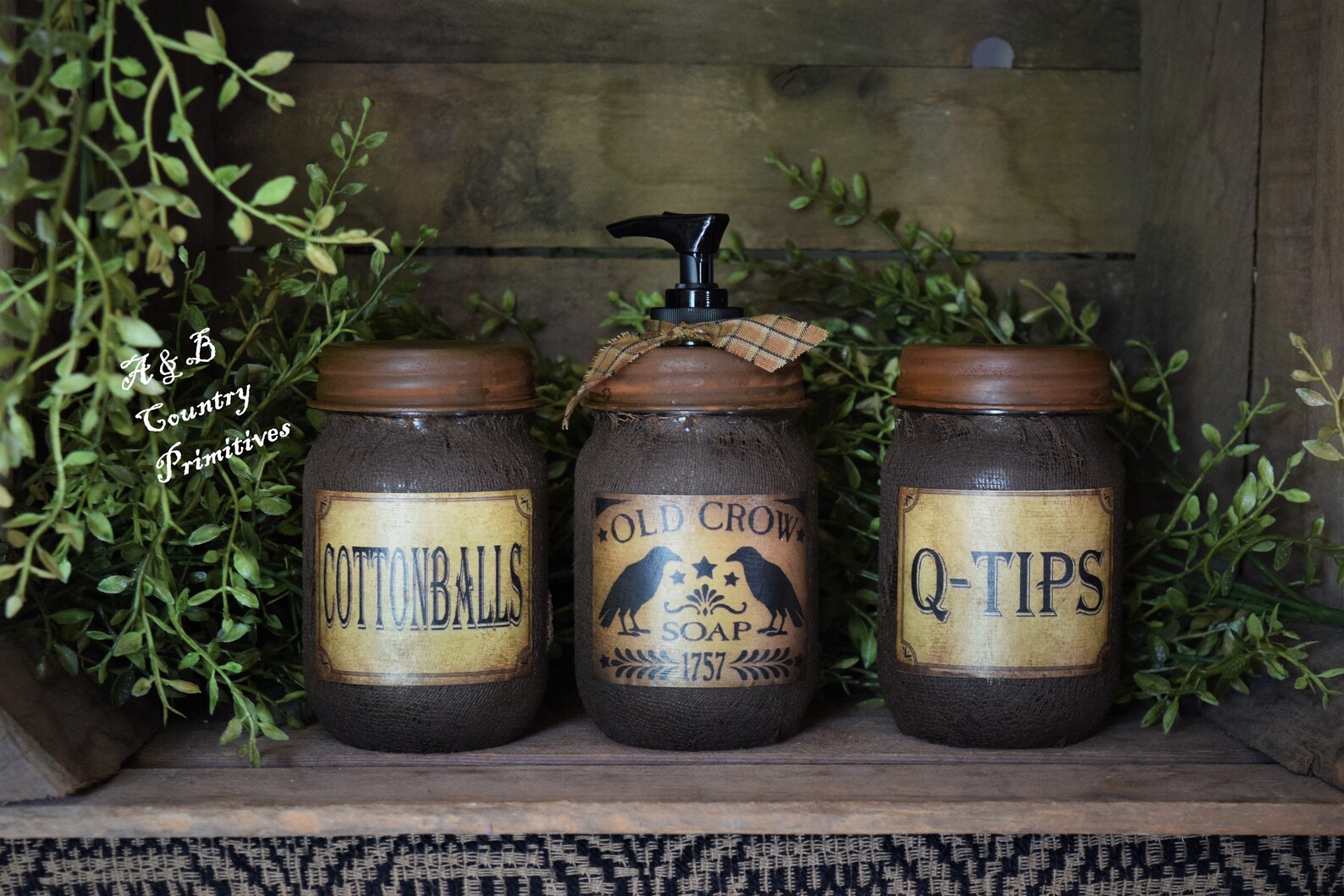 Set of Three Primitive Themed Bathroom Set Old Crow Hand Soap | Etsy