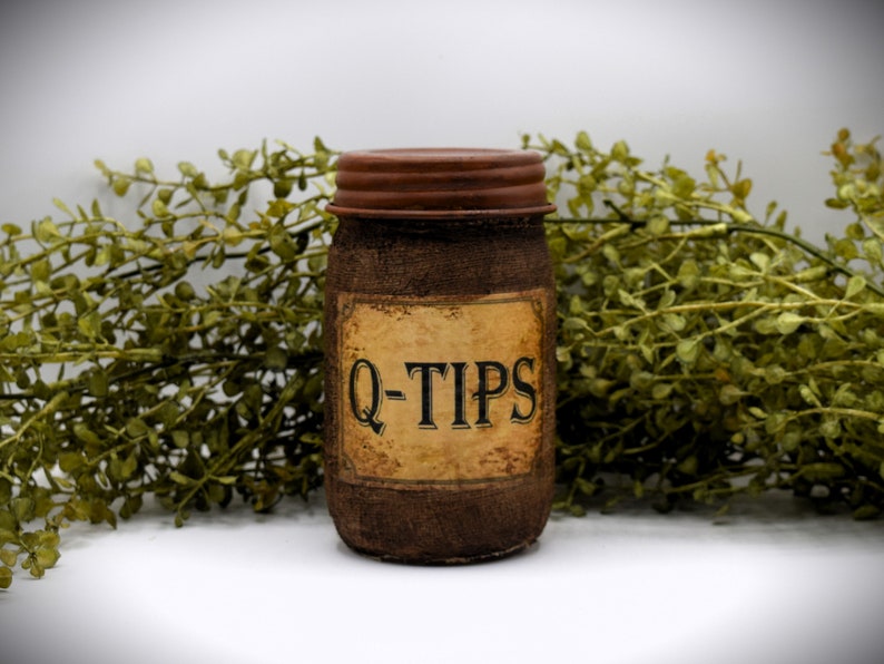 Primitive Bathroom Jar Set: Q-tips & Cotton Balls - Etsy