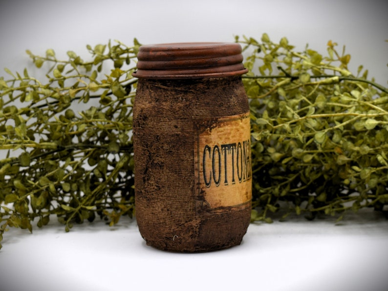 Primitive Bathroom Jar Set: Q-tips & Cotton Balls - Etsy